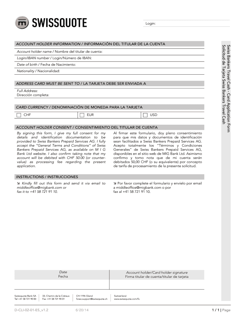 Fillable Online ACCOUNT HOLDER INFORMATION - enswissquotecom Fax Email ...
