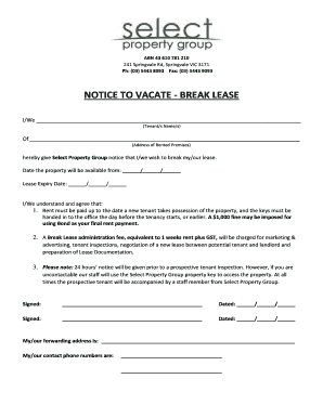 Fillable Online Break Lease Form Fax Email Print - pdfFiller