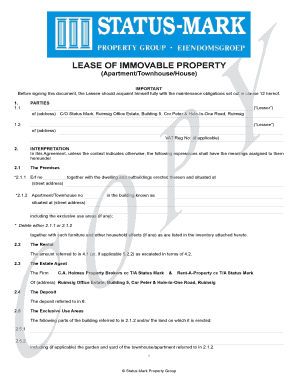 Fillable Online LEASE OF IMMOVABLE PROPERTY Fax Email Print - pdfFiller
