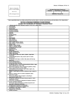 ZAHTJEV ZA IZDAVANJE ODOBRENJA STALNOG BORAVKA REQUEST FOR - Msb Gov ...