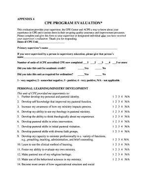 Fillable Online cccgeorgia CPE Evaluation Form APPENDIX 4 - Care and Counseling Center ...