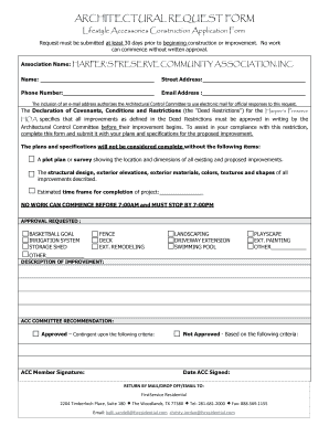 Fillable Online ARCHITECTURAL REQUEST FORM - Harpers Preserve Fax Email Print - pdfFiller