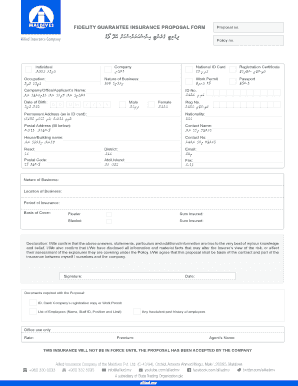 Fillable Online FIDELITY GUARANTEE INSURANCE PROPOSAL FORM Fax Email ...