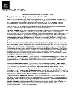 Fillable Online Baby Steps: Financial Planning for Expectant Parents ...
