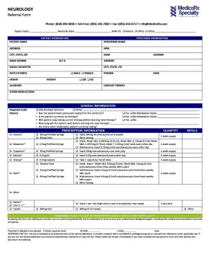 Fillable Online Neurology Referral Form - MedicoRx Fax Email Print ...