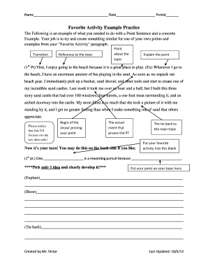 Fillable Online goms rocklinusd Favorite Activity Example Practice ...