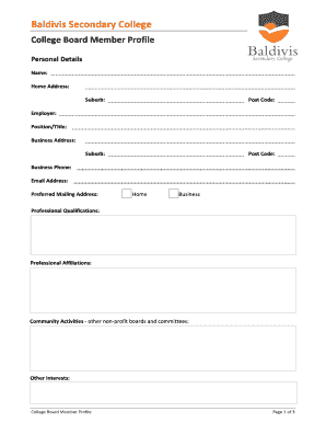 Fillable Online College Board Member Profile - Baldivis Secondary ...