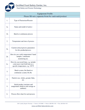 Fillable Online Equipment Profile Please fill out a separate form for ...
