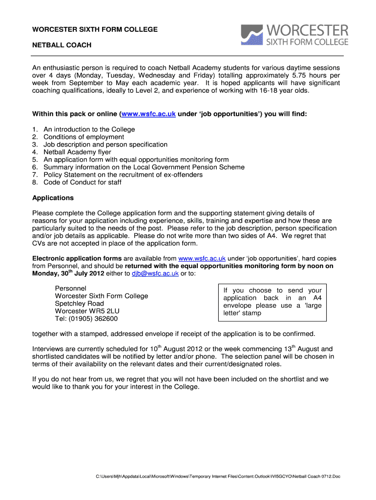 Fillable Online NETBALL COACH Fax Email Print - pdfFiller