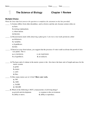 Fillable Online Name Class Date 1 The Science of Biology Chapter 1 ...