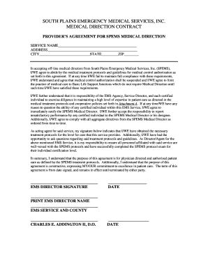 Fillable Online spems Medical Direction Contract - South Plains ...