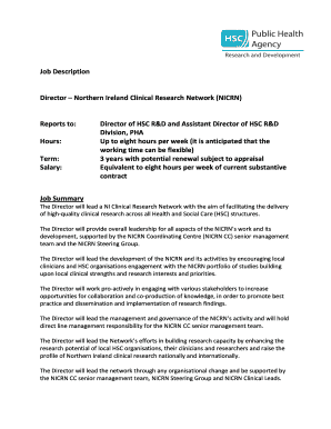 Fillable Online Director Northern Ireland Clinical Research Network ...