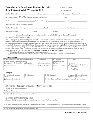 Fillable Online eop education wisc EDITED Health Form 2013 Spanishdocx ...