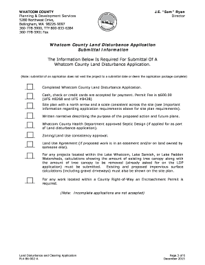 Fillable Online whatcomcounty LAND DISTURBANCE AND CLEARING APPLICATION ...