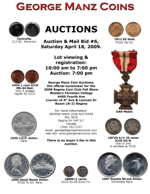 Fillable Online Auctions - George Manz Coins Fax Email Print - pdfFiller