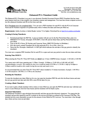 Fillable Online Enhanced PCA Timesheet Guide Fax Email Print - pdfFiller