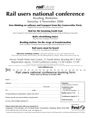 Fillable Online Rail users national conference - Railfuture Fax Email Print - pdfFiller