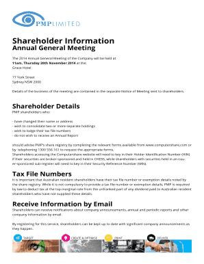 Fillable Online Shareholder Information - PMP Limited Fax Email Print ...