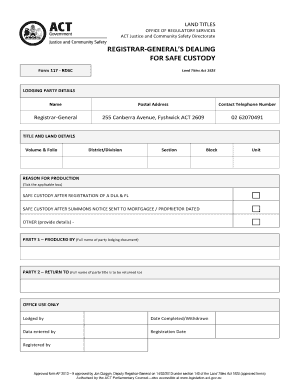 Fillable Online legislation act gov FOR SAFE CUSTODY Fax Email Print - pdfFiller