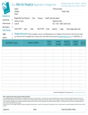 Fillable Online 2016 Hike for Hospice Registration amp Pledge Form ...
