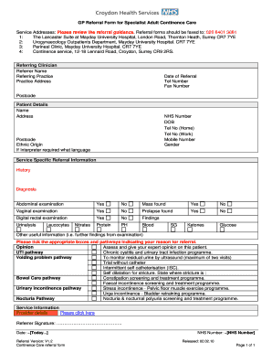 Fillable Online Continence Care referral bformbbrtfb Fax Email Print ...
