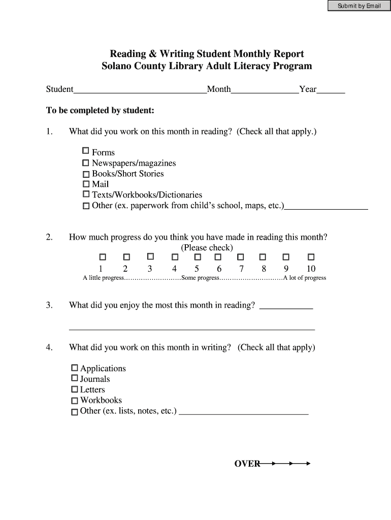 Fillable Online Student Monthly Report - Solano County Library Fax ...