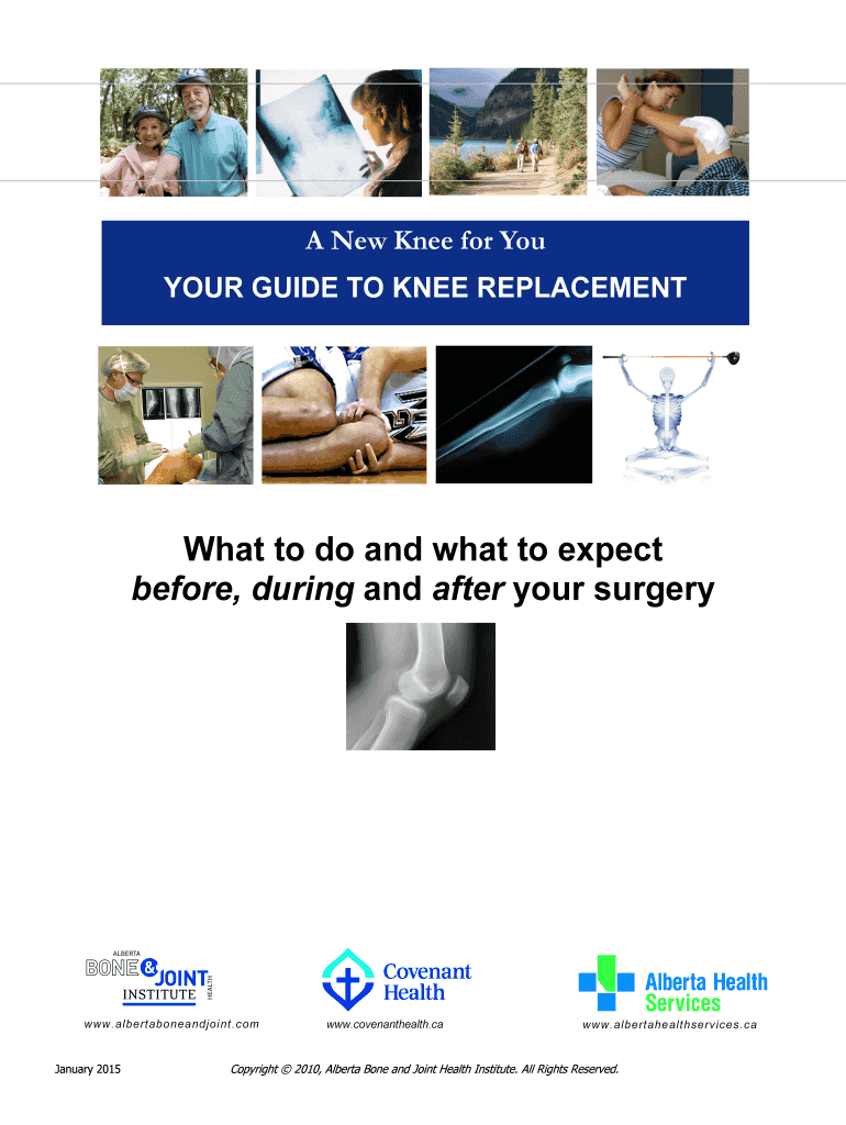 Fillable Online Patient Guide to Knee Replacement Surgery - Alberta ...