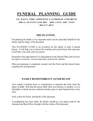 Fillable Online stpaulscatholic FUNERAL PLANNING GUIDE ...