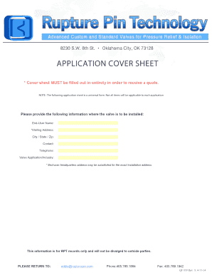 Fillable Online Application cover sheet - Allied Valve Inc. Fax Email Print - pdfFiller