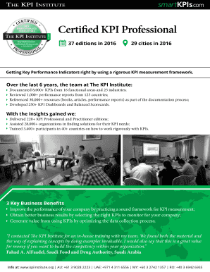 Fillable Online kpiinstitute D PERFORMANCE INDICATORS KEY Certified KPI ...