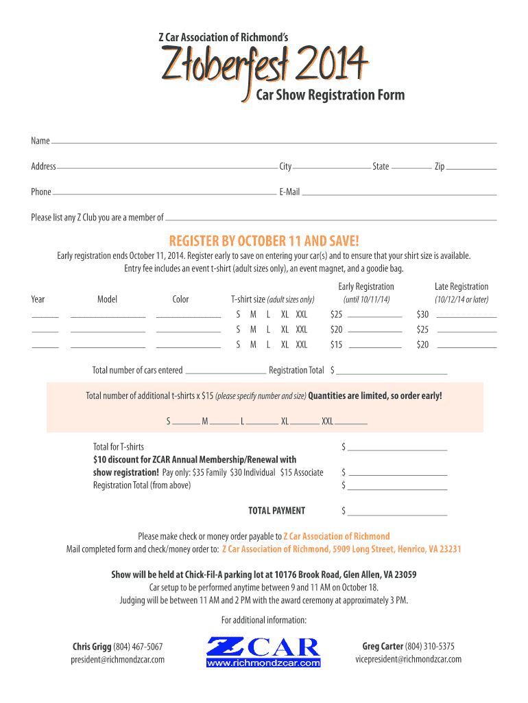 Fillable Online 2014 Ztoberfest Flyer and Mailing Registration Form Fax ...