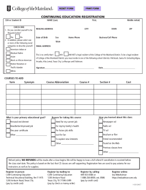 Fillable Online CONTINUING EDUCATION REGISTRATION - GCFFA Fax Email ...