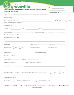 Fillable Online Special Event Permit bApplicationb - Falls Park Fax Email Print - pdfFiller