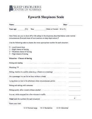 Fillable Online Epworth Sleepiness Scale - The Sleep Center Fax Email ...