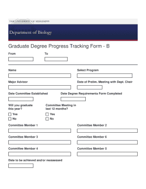 Fillable Online biology olemiss Graduate Degree Progress Tracking Form - B Fax Email Print ...