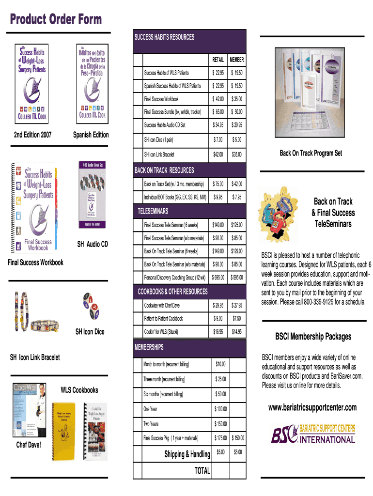 Fillable Online Order Form8 07 - Bariatric Support Fax Email Print ...