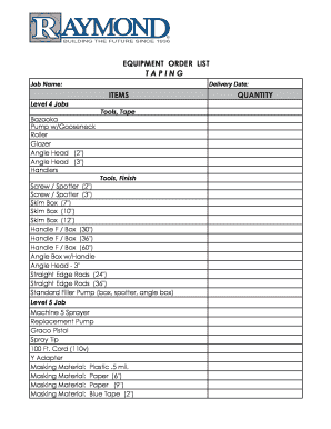 Fillable Online EQUIPMENT ORDER LIST T A P I N G - braymondgroupbbcomb ...