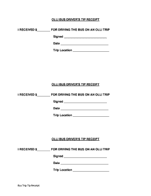 Fillable Online Bus Driver Tip Receipt Form - the OLLI at UCI Blog Fax ...