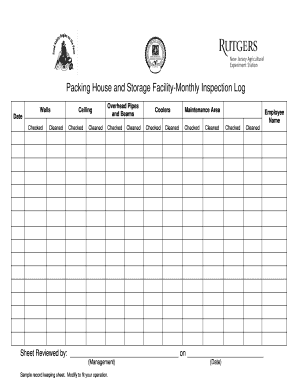 Fillable Online Packing House Facility Monthly Inspection Log Fax Email ...
