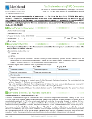 Fillable Online Tax Sheltered Annuity TSA Conversion - FieldNet - MassMutual Fax Email Print ...