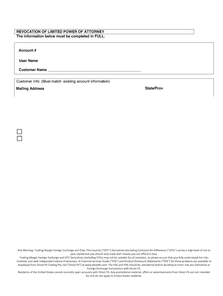 Fillable Online REVOCATION OF LIMITED POWER OF ATTORNEY The information Fax Email Print - pdfFiller