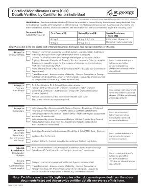 Fillable Online Certified Identification bFormb - bStbGeorge Bank Fax ...