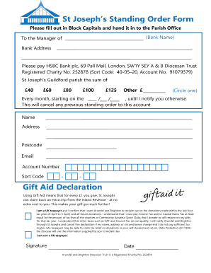 Fillable Online guildfordcatholicchurches co St Josephs Standing Order ...