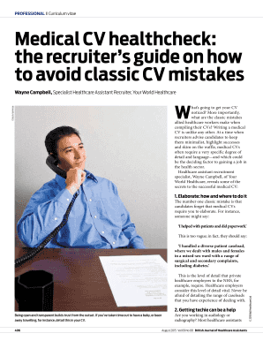 Fillable Online PROFESSIONAL I Curriculum vitae Fax Email Print - pdfFiller