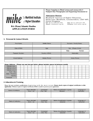 Fillable Online mihe org BMIHEb BA application form - mihe org Fax Email Print - pdfFiller