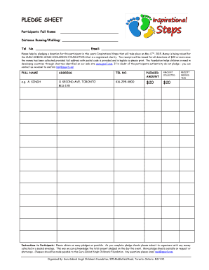 Fillable Online Pledge Sheet - Guru Gobind Singh Children's Foundation ...