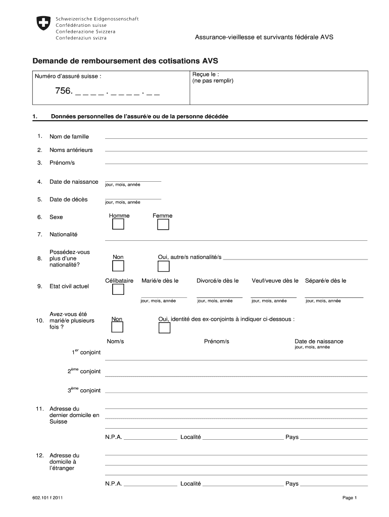 Remplissable En Ligne ahv-iv Assurancevieillesse et survivants fdrale ...