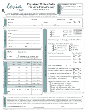 Fillable Online Physicians Written Order For Office Use Only For Levia ...