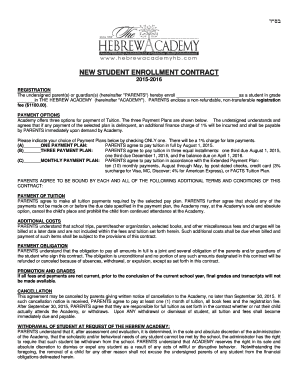 Fillable Online NEW STUDENT ENROLLMENT CONTRACT Fax Email Print - pdfFiller