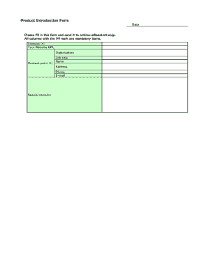 Fillable Online Product Introduction Form Date - ntt-eastcojp Fax Email ...